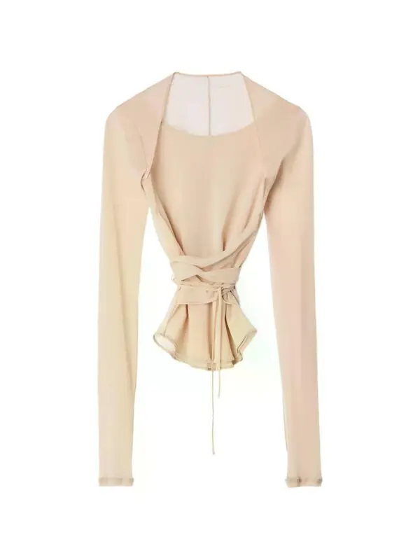LEMAIRE Ballerina Wrap Top In Mesh Jersey - Neutrals