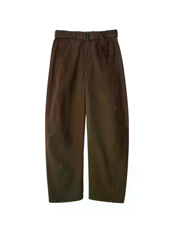 LEMAIRE Twisted Belted Pants In Dyed Heavy Broken Twill - Brown