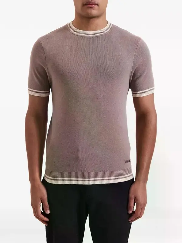 MAUVAIS Stripe-trim Ribbed T-shirt