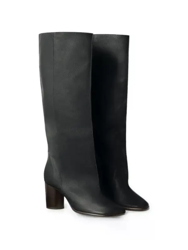 LEMAIRE Crease Sleeve Boots In Soft Glossy Leather - Black