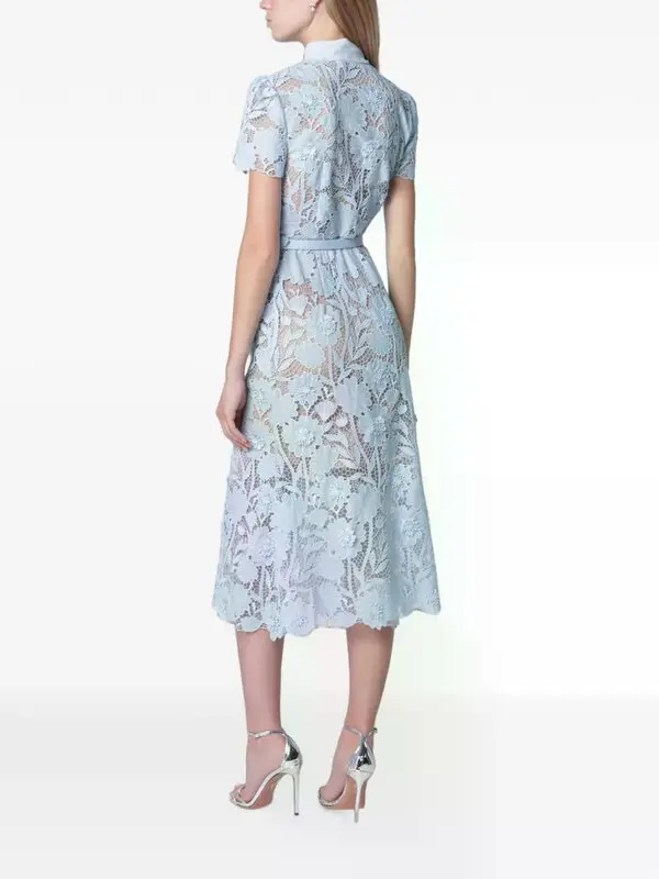 SELF-PORTRAIT Guipure Lace Tie-neck Midi Dress