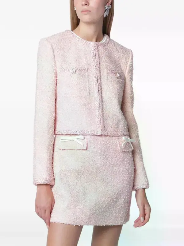 SELF-PORTRAIT Sequin-embellished Bouclé Jacket - Pink
