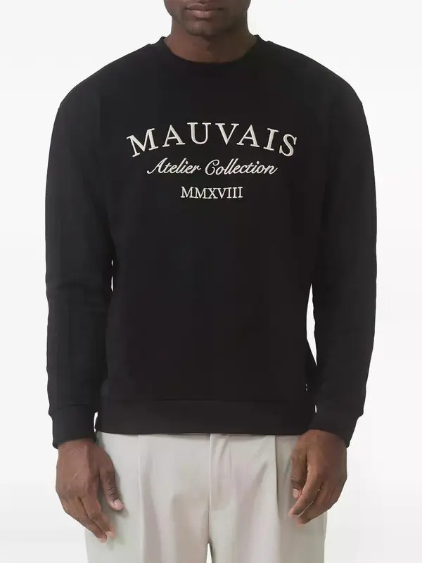 MAUVAIS Logo-print Crew Neck Sweater - Black