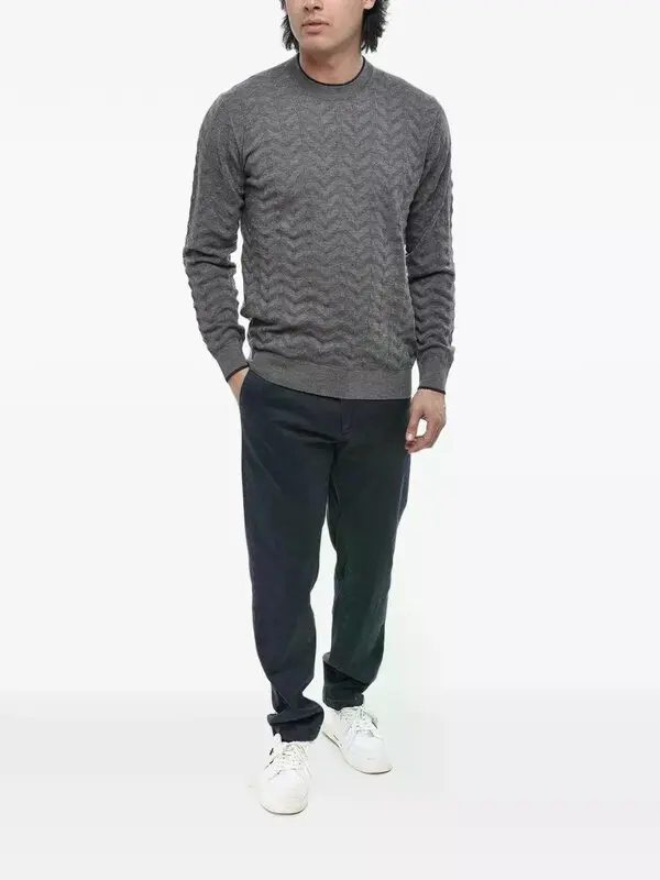 PAOLO PECORA Chevron-pattern Crew-neck Sweater