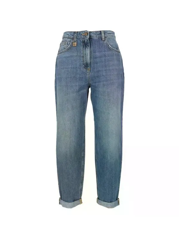 Elisabetta Franchi Logo-plaque Turn-up Jeans - Blue