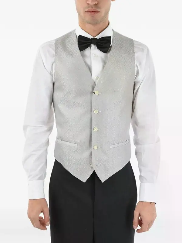 Corneliani Micro-pattern Martingale Waistcoat - Silver