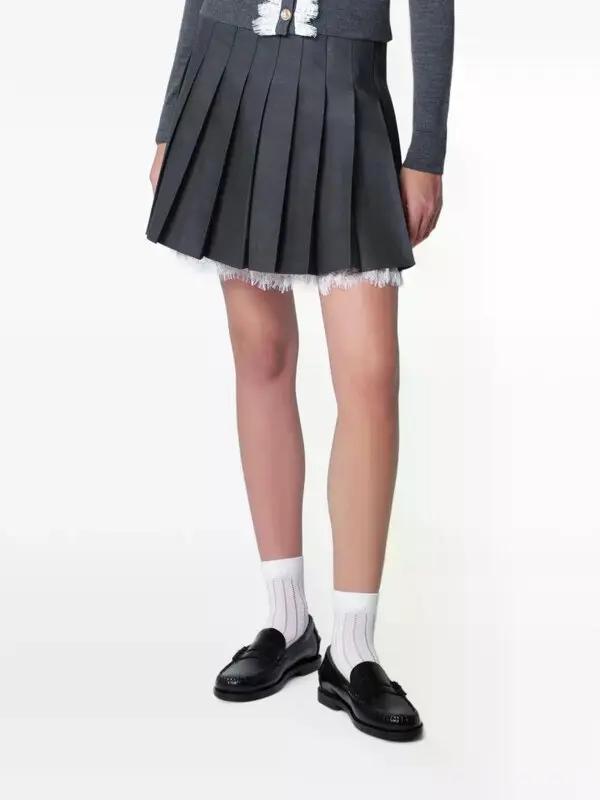 SELF-PORTRAIT Pleated Mini Skirt - Grey