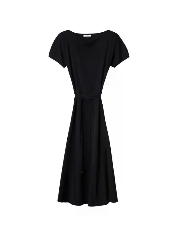 LEMAIRE Belted Dress In Heavy Cotton Jersey - Black