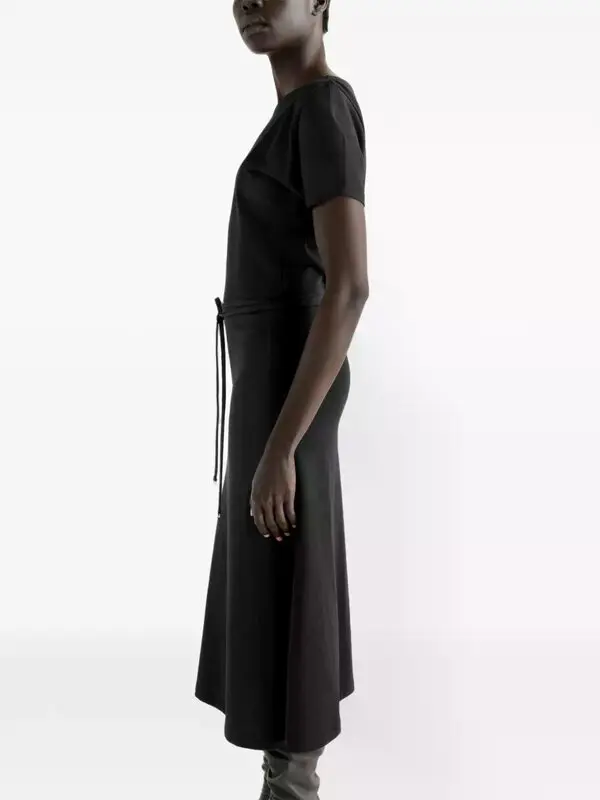 LEMAIRE Belted Dress In Heavy Cotton Jersey - Black