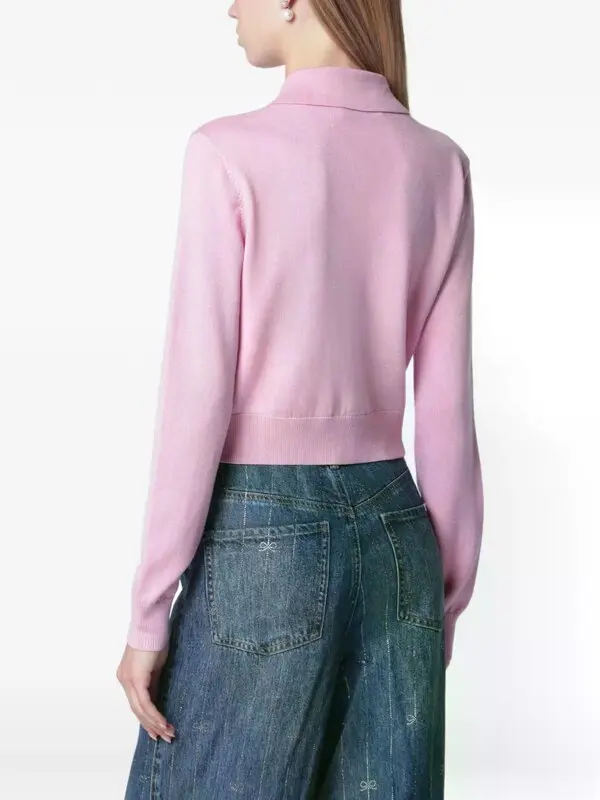SELF-PORTRAIT Flower-embroidered Knit Cardigan