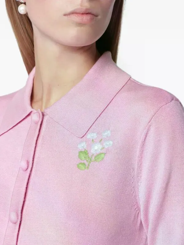 SELF-PORTRAIT Flower-embroidered Knit Cardigan