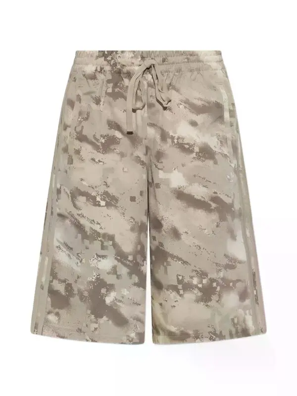 Adidas Abstract-print Logo-embroidered Shorts - Neutrals