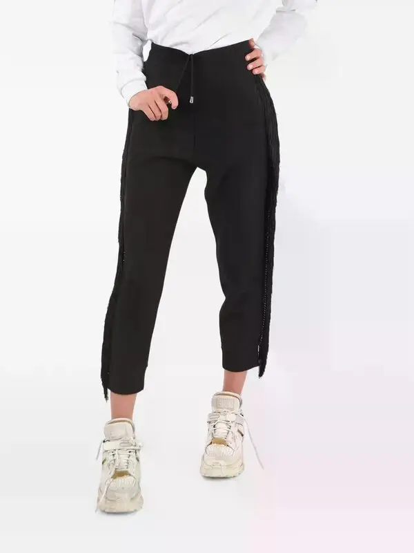 Philipp Plein Fringed-trim Cropped Track Pants - Black