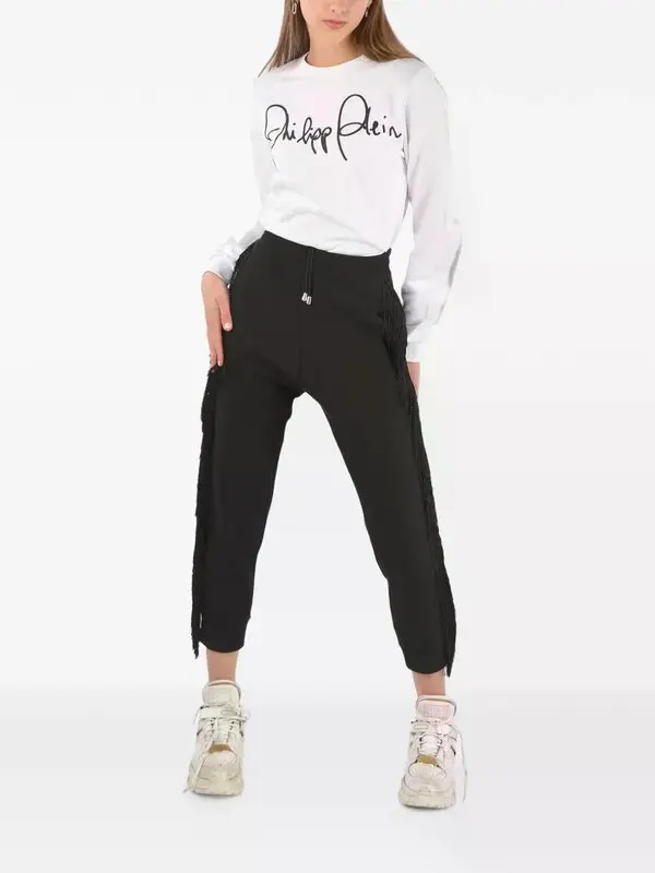 Philipp Plein Fringed-trim Cropped Track Pants