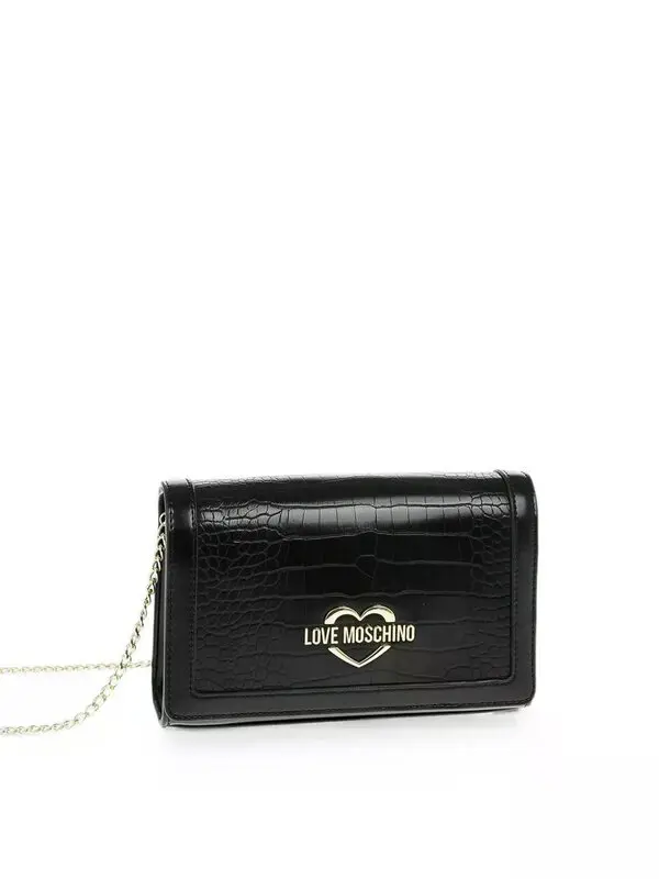 Moschino Crocodile-effect Heart-plaque Shoulder Bag