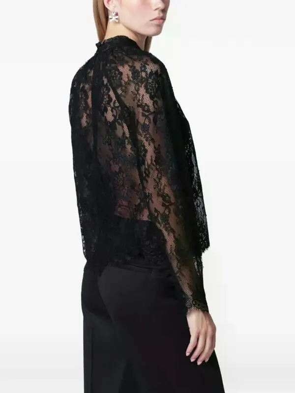 SELF-PORTRAIT Lace-panelled High-neck Blouse