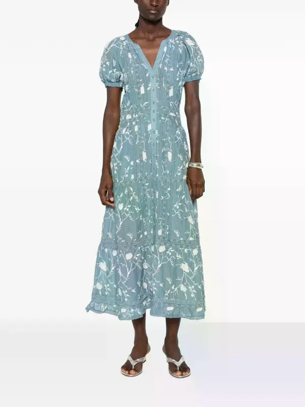 Alice + Olivia Lace-trim Floral-print Maxi Dress - Blue