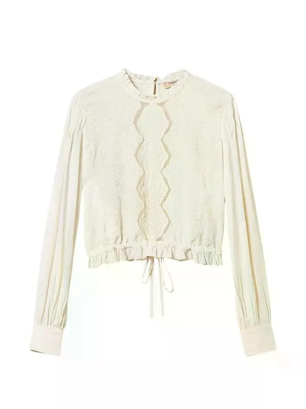 TWINSET Crêpe Blouse With Floral Embroidery - Neutrals