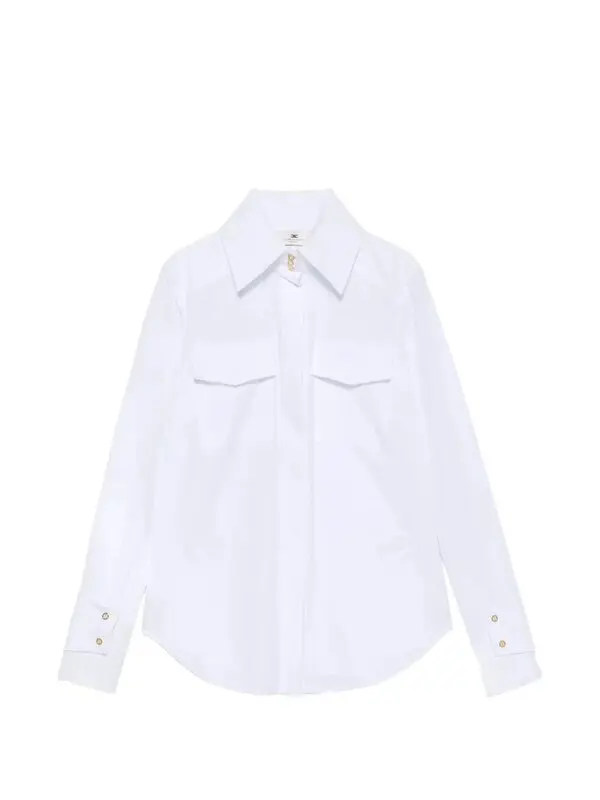 Elisabetta Franchi Logo-button Flap-pocket Shirt - Blue