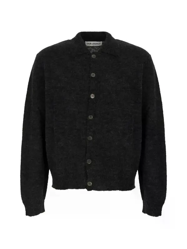 Our Legacy Evening Polo Brushed-knit Cardigan - Black