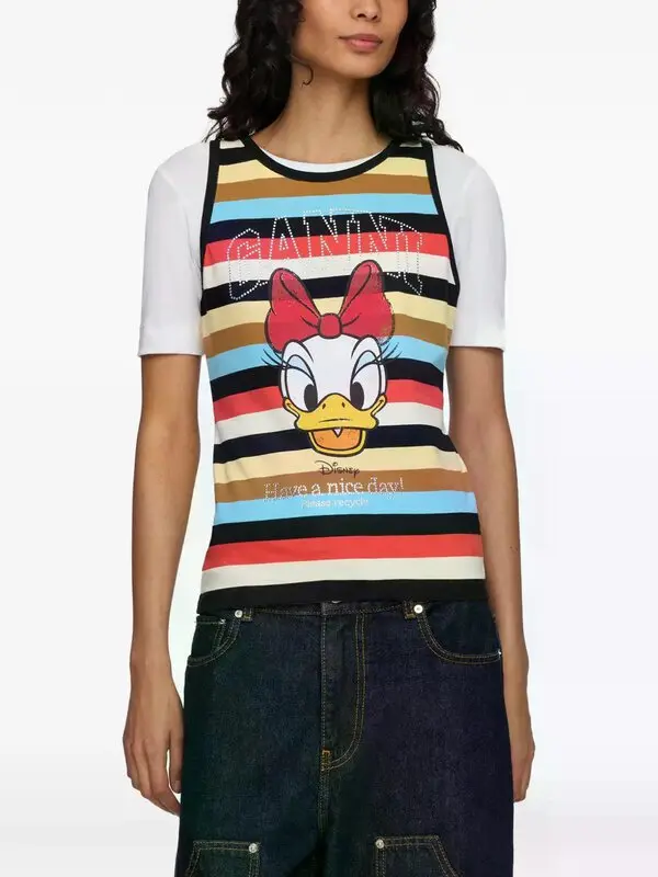 GANNI Disney-print Striped Tank Top