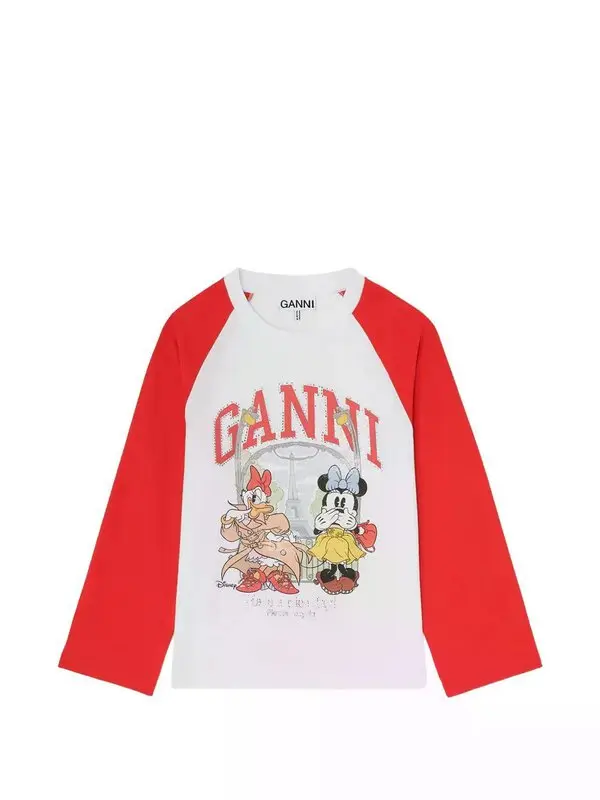 GANNI Graphic Print Raglan Sleeve T-shirt - White