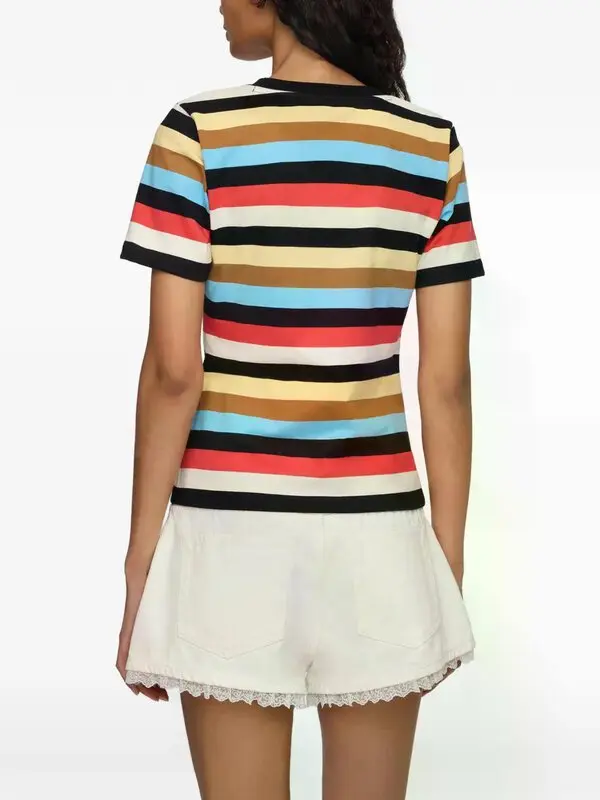 GANNI Graphic-print Striped T-shirt