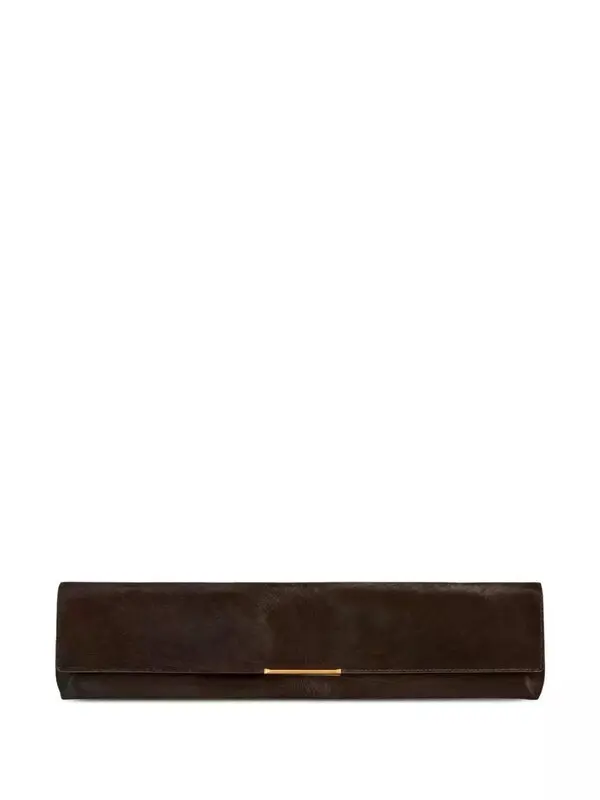 Balmain Long Clutch Bag In Pony-effect Leather - Brown