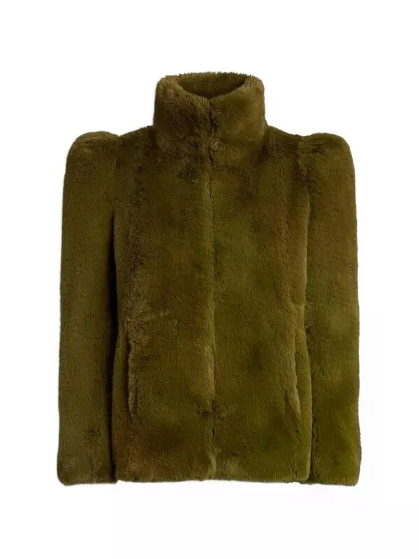 Balmain Short Faux-fur Coat - Green