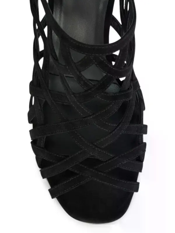 Balmain Wedge Cage Sandals In Suede