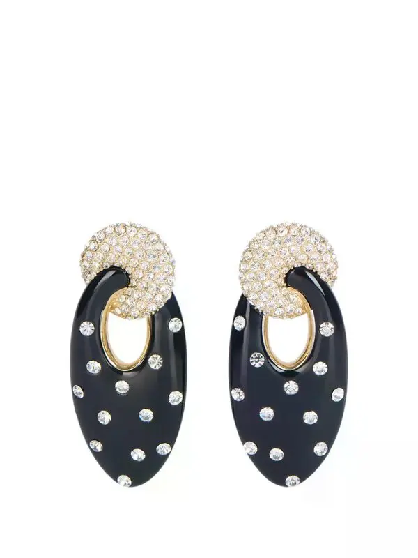 Balmain Lacquered Brass Organic Earrings With Crystals - Gold