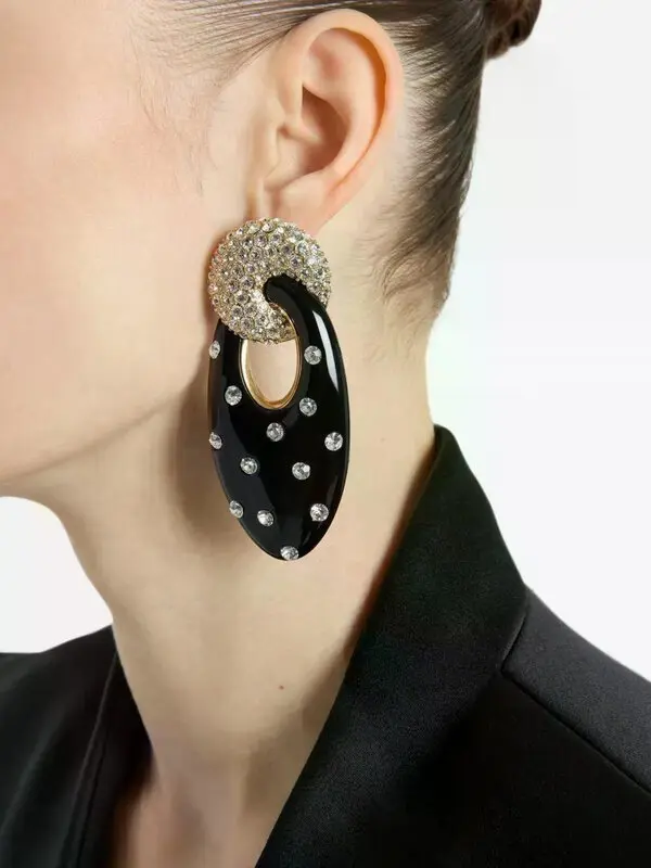 Balmain Lacquered Brass Organic Earrings With Crystals