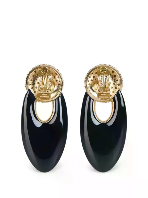 Balmain Lacquered Brass Organic Earrings With Crystals