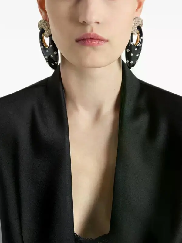 Balmain Lacquered Brass Organic Earrings With Crystals
