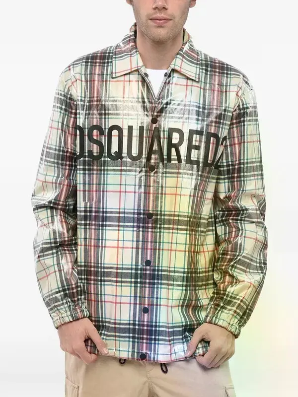 Dsquared2 Check-pattern Coated Overshirt - Neutrals