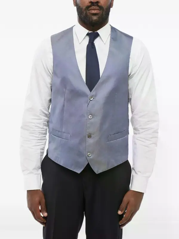 Corneliani Button-down Silk Waistcoat - Blue