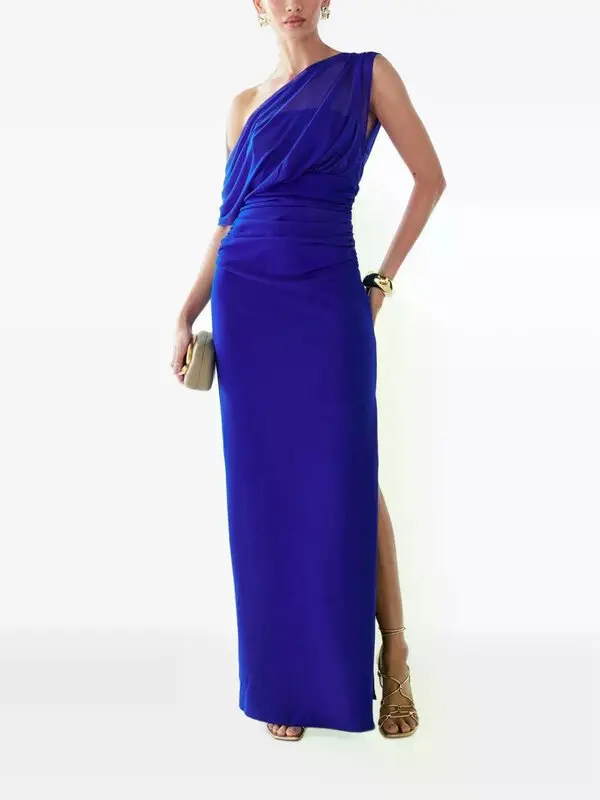 BWLDR Frea One-shoulder Draped Maxi Dress