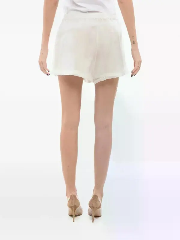 SUPER BLOND Pleated Drawstring Mini Shorts - White