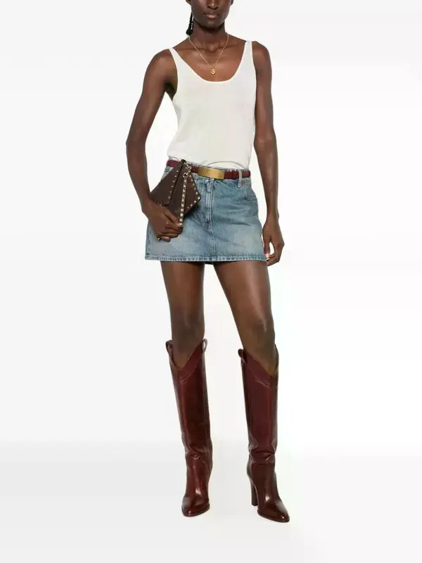 Valentino Garavani Vlogo Denim Mini Skirt