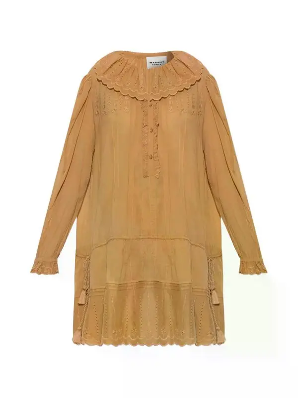 MARANT ETOILE Lenora Broderie-anglaise Ruffled Mini Dress - Brown