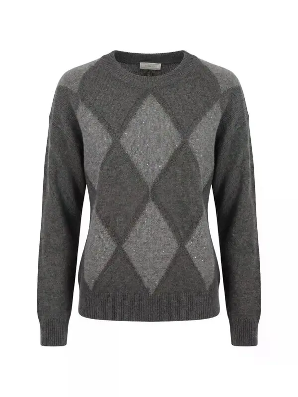 Peserico Argyle Sequin-embellished Sweater - Grey