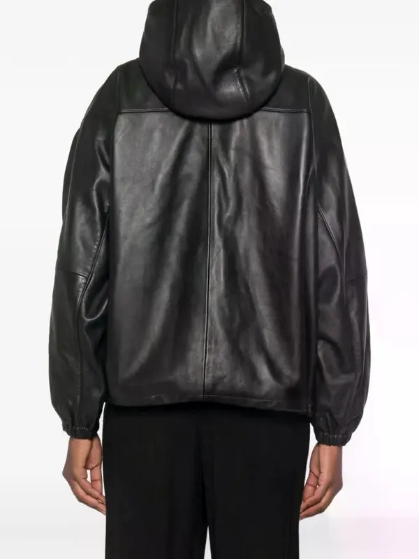 RÓHE Hooded Leather Jacket - Black