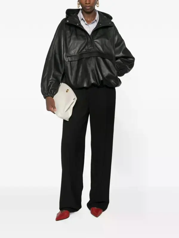 RÓHE Hooded Leather Jacket - Black
