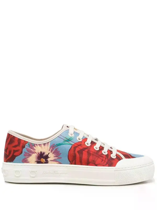 FERRAGAMO Borg Floral-print Trainers - Multicolour