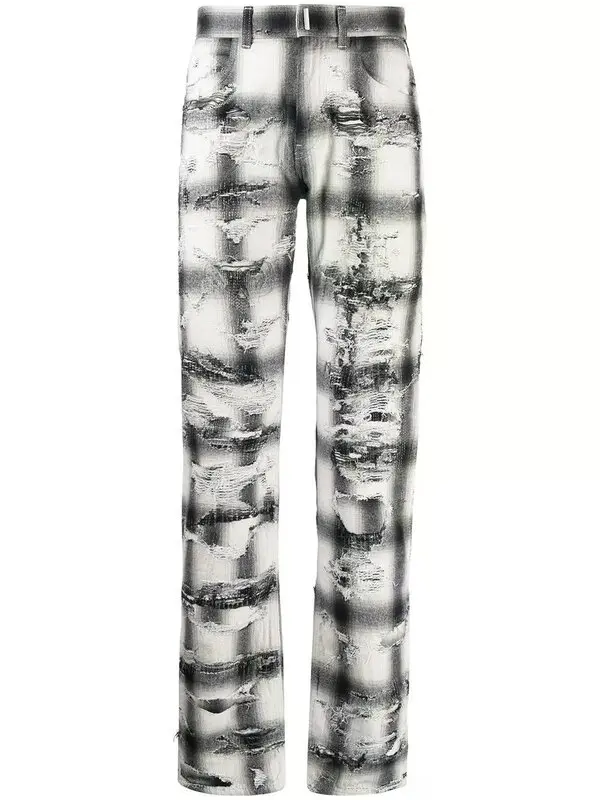 Givenchy Ripped Check Trousers - Grey
