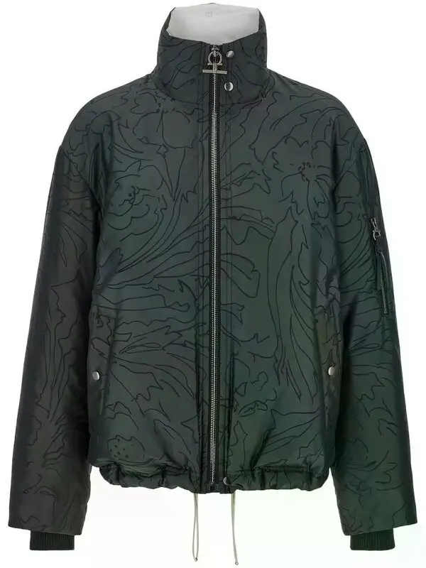 FERRAGAMO Floral-print Bomber Jacket - Blue