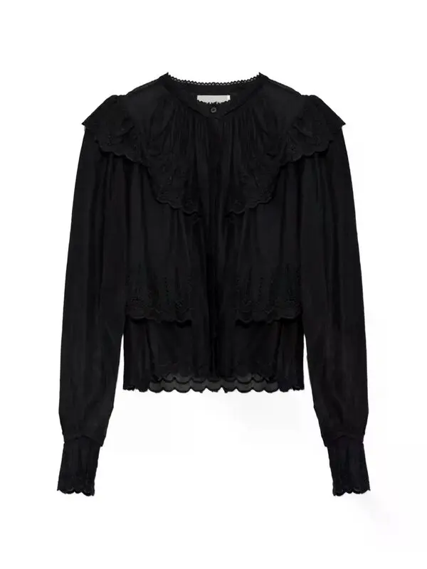 MARANT ETOILE Ruffled Broderie-anglaise Shirt - Black