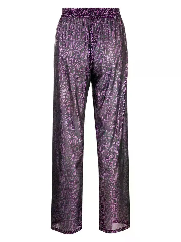 Versace Logo-print Semi-sheer Pants - Black