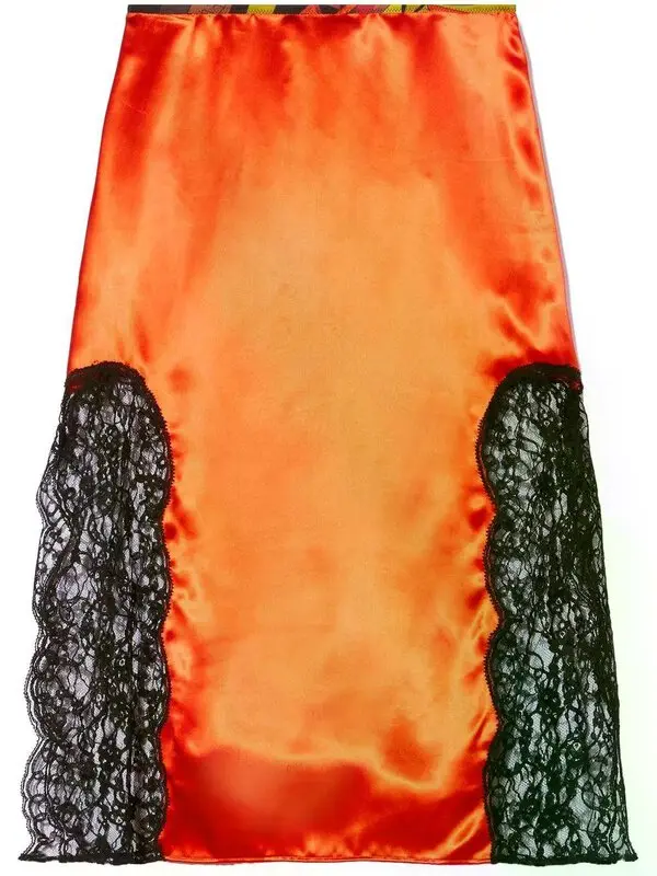 Emilio Pucci Lace-embroidered Midi Skirt - Orange