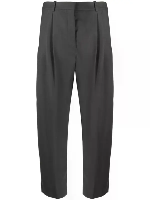 Stella McCartney Cropped Pleated Wool Trousers - Grey